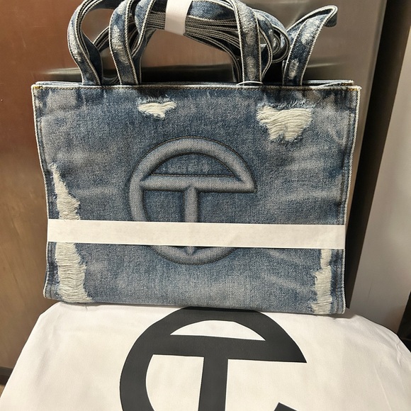 Telfar | Bags | Telfar Medium Denim Shopper Distressed Blue | Poshmark
